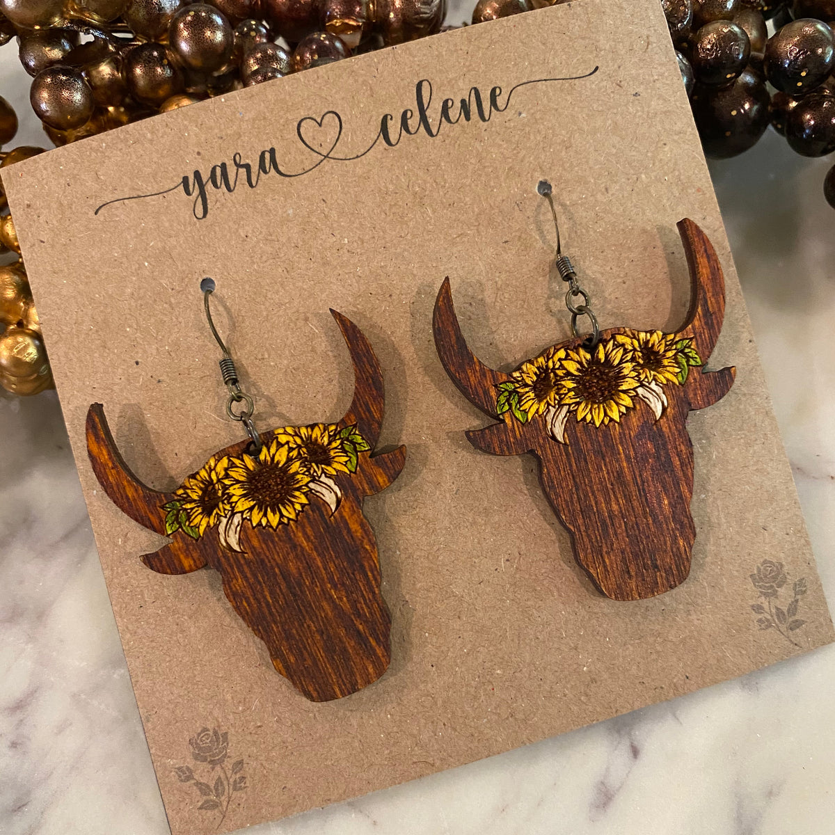 Bullhead Sunflower Crown Earrings (Multiple Color Options) – Yara Celene